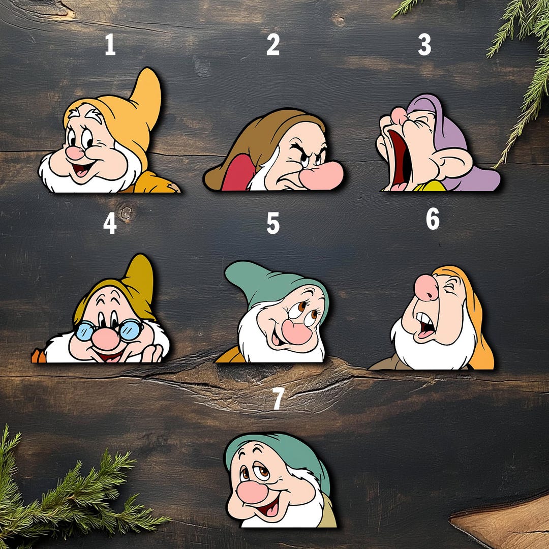 Seven Dwarfs Peeker Sticker Car Window Decals, Disney Snow White Bumper ...