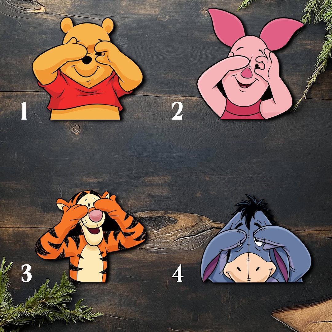 Winnie the Pooh Peekaboo Peeker Peeking Car Window Decals, Bumper ...