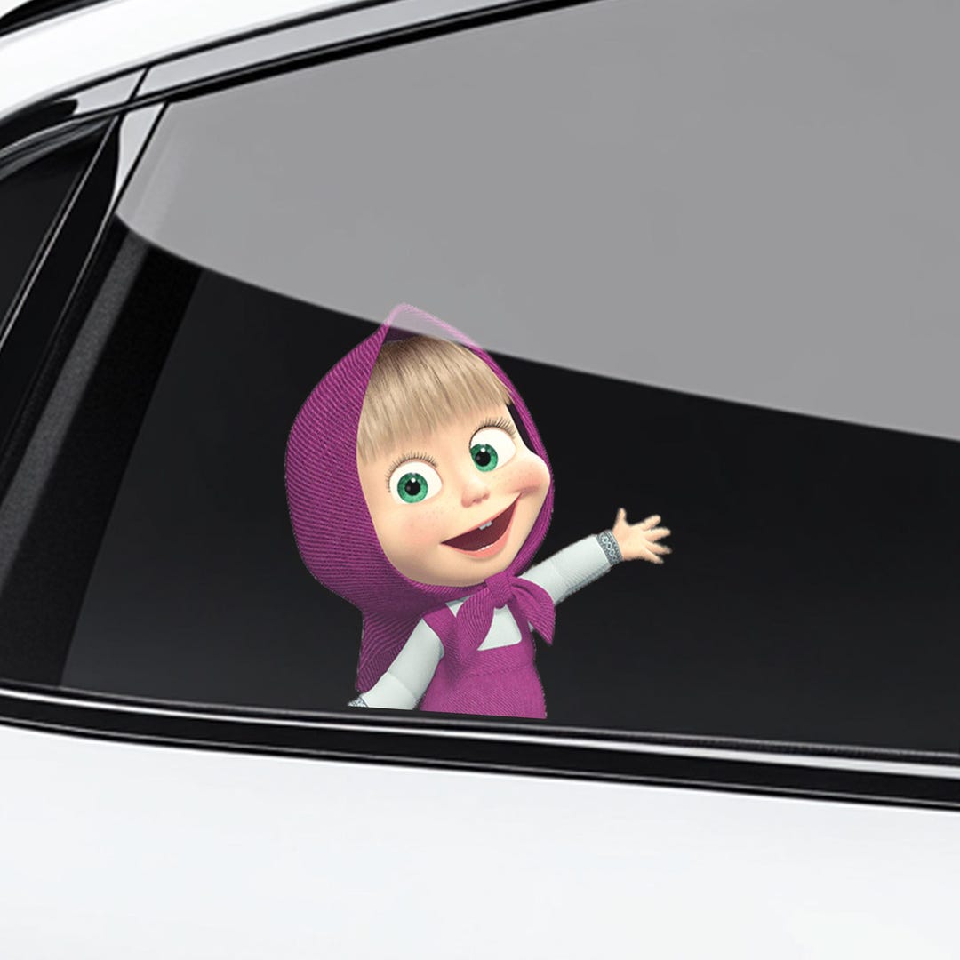 Masha and the Bear Sticker – Funny Peeking Car Window Decal – Disney ...