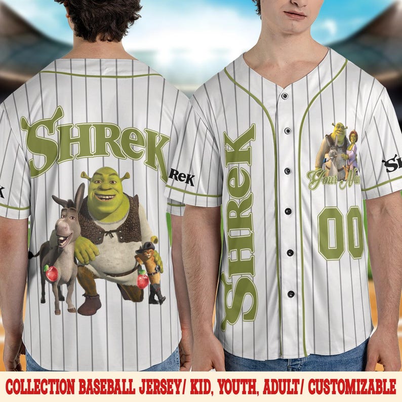 Personalize Shrek Baseball Jersey, Disney Fiona Princess Gift, Funny ...