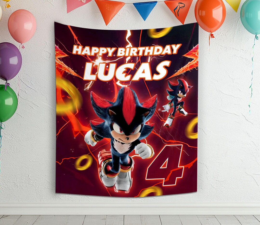 Custom Shadow Birthday Party Banner, Sonic Hedgehog Banner, Sonic ...