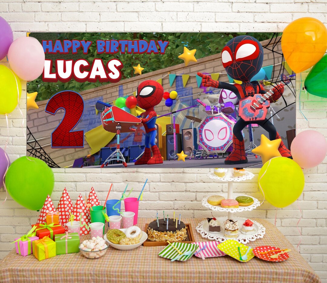 Personalized Spidey Birthday Backdrop for Kids – Hero Friends Party ...