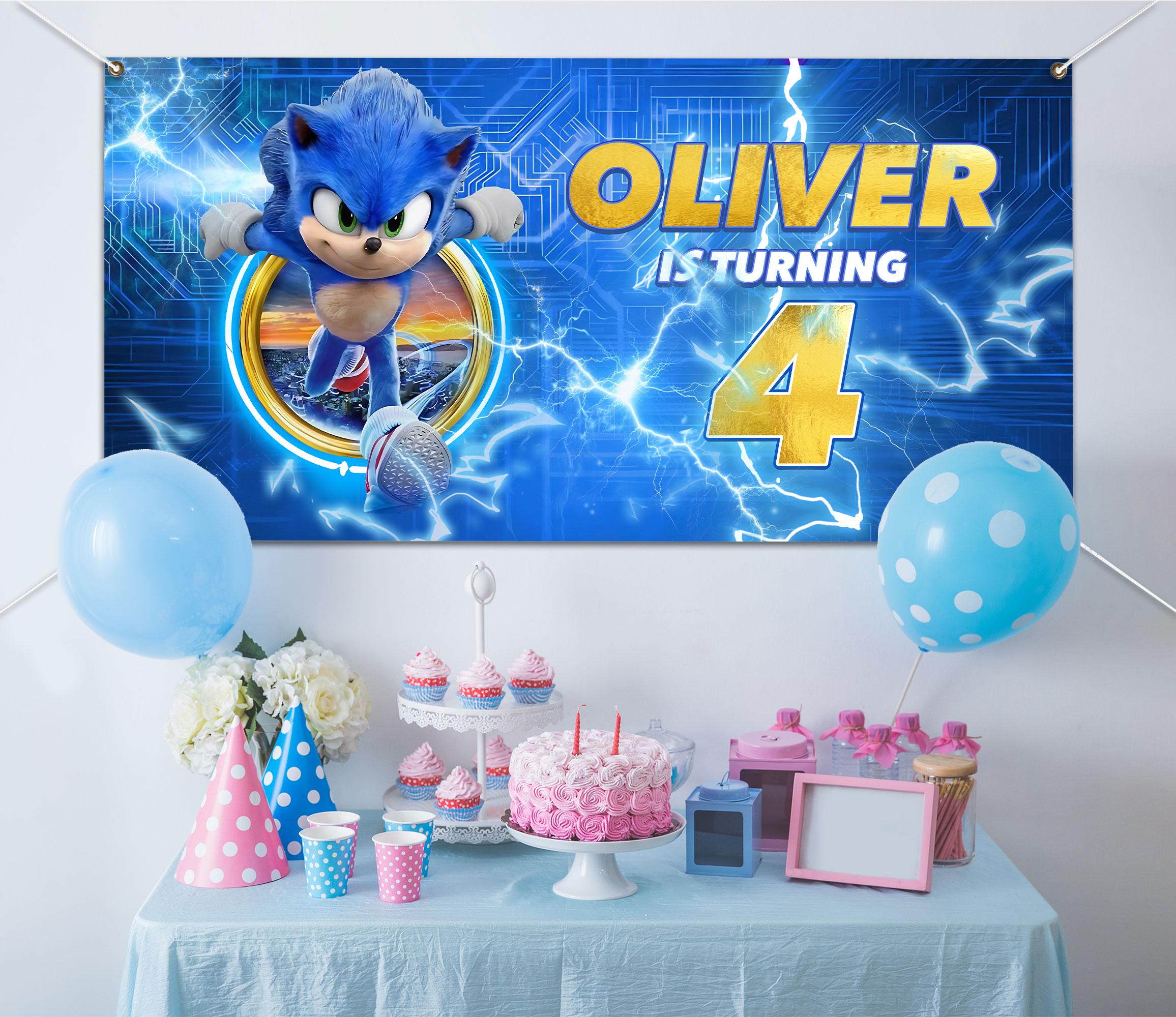 Sonic Birthday Party Backdrop/sonic Hedgehog 3 Birthday Banner/custom ...