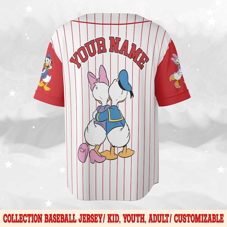 Custom Donald and Daisy Duck Baseball Jersey, Disney Donald Duck Jersey ...
