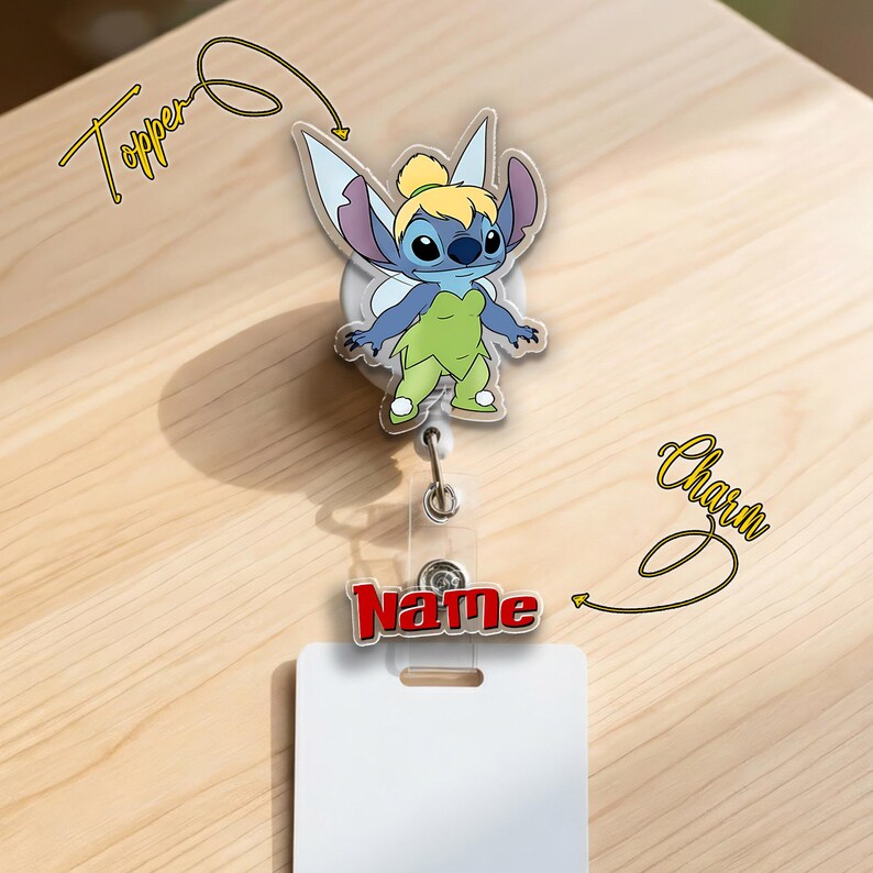 Disney Nurse Funny Stitch Badge Reel, Tinkerbell Retractable ID Badge ...