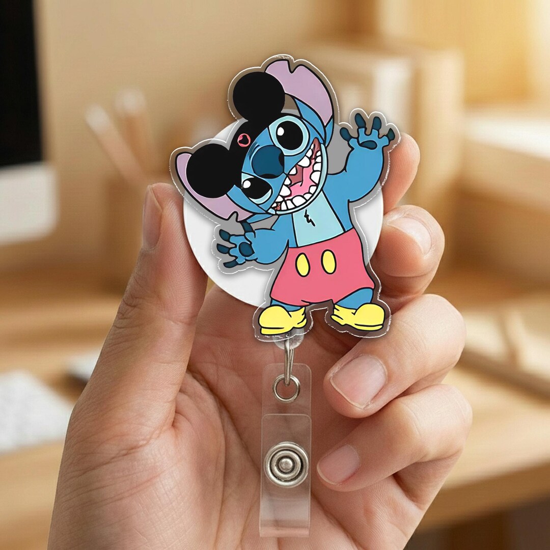 Stitch Nurse Badge Reel, Cute Cartoon Nurse Badge Holder, Funny Medical ...