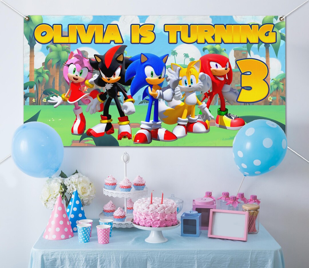 Personalized Sonic Birthday Party Backdrop, Sonic Hedgehog Birthday ...