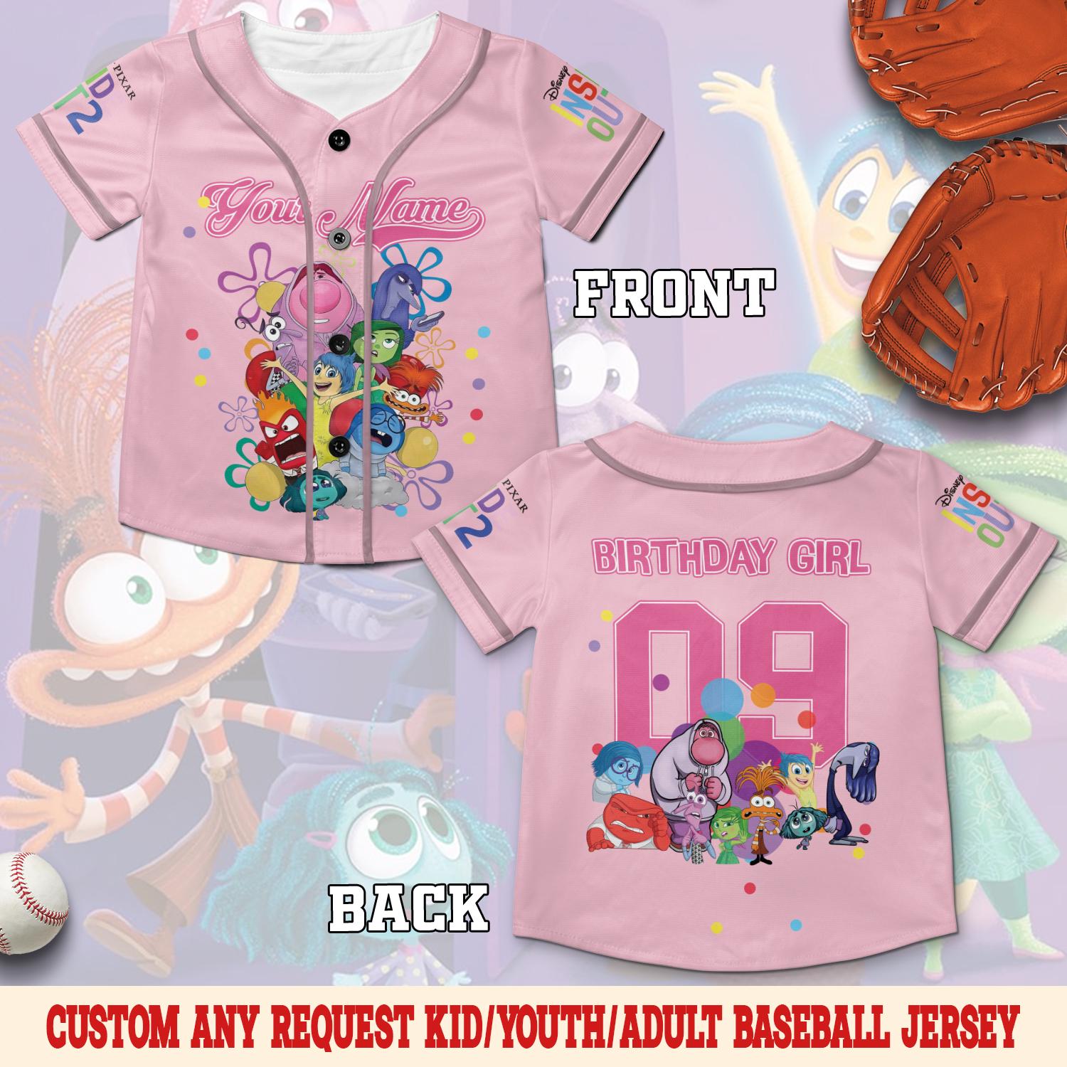 Custom Disney Inside Out Baseball Jersey, Disney Birthday Jersey, Pixar ...