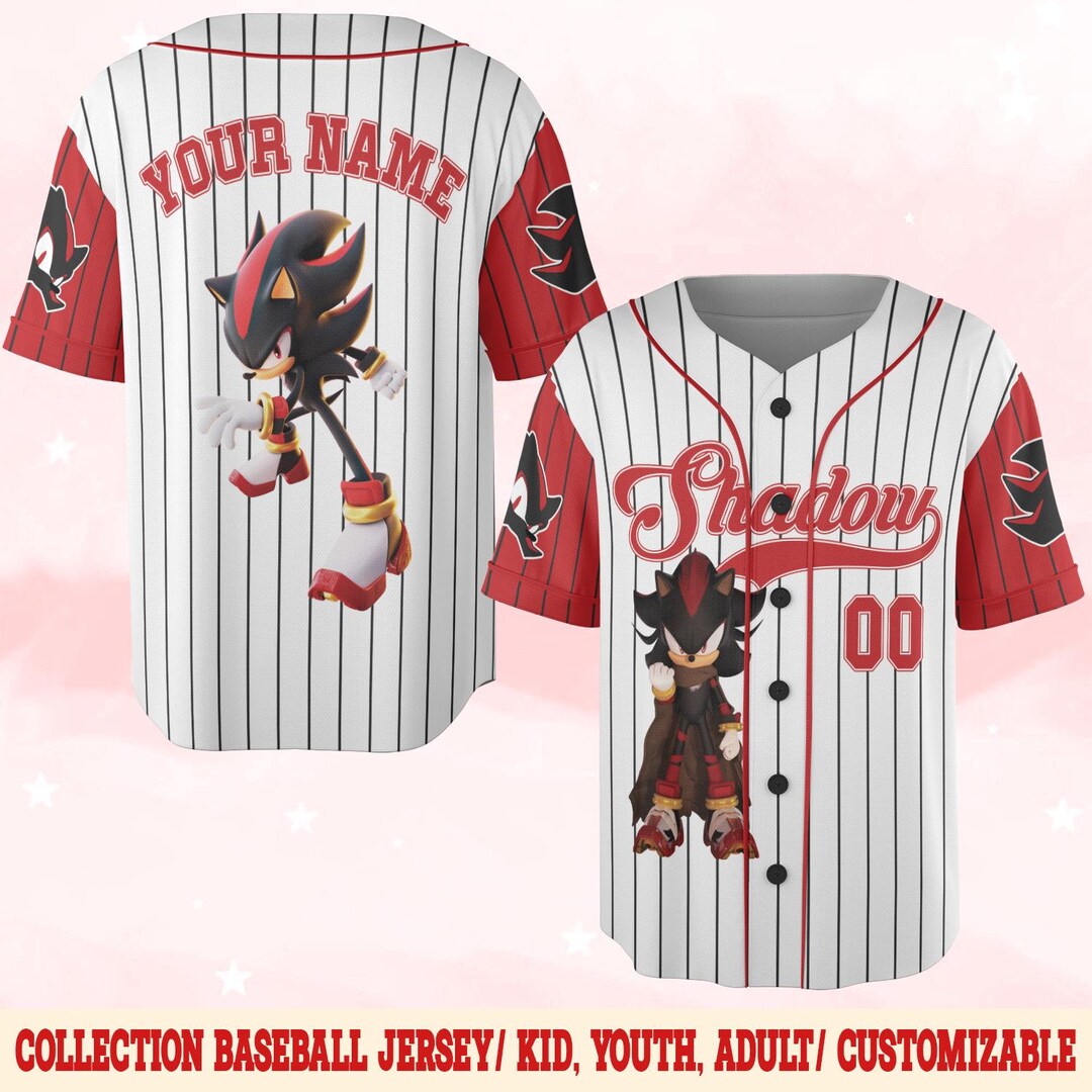 Personalized Shadow the Hedgehog Baseball Jersey, Personalized Name ...