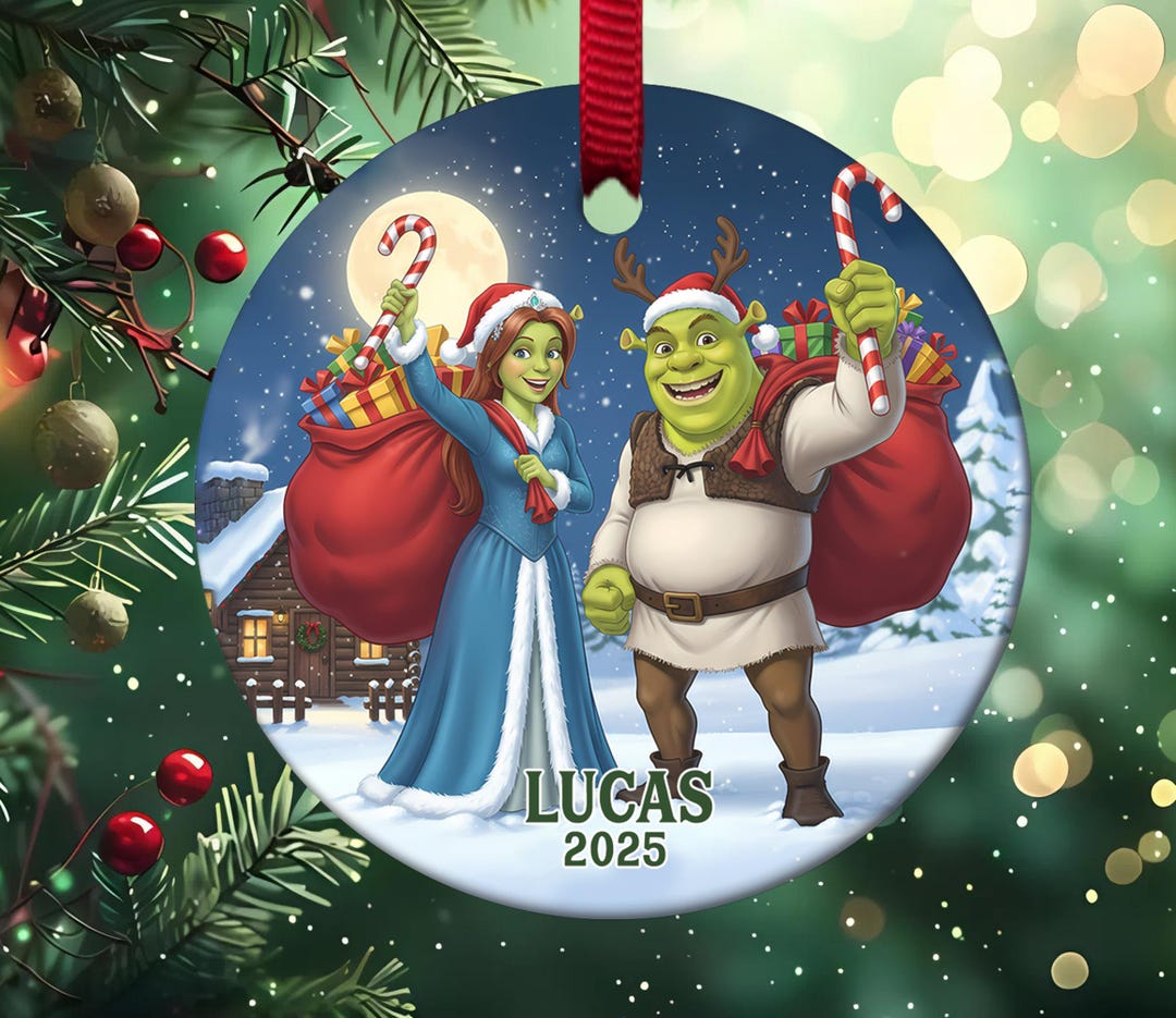 Personalized Shrek Ornament, Shrek Christmas Ornaments, Kids Name ...