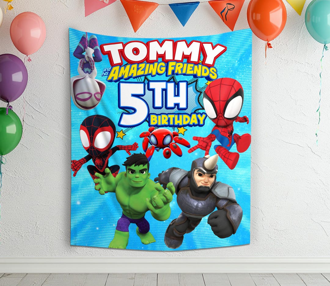 Spidey and His Amazing Friends Backdrop Birthday, Spiderman Banner ...