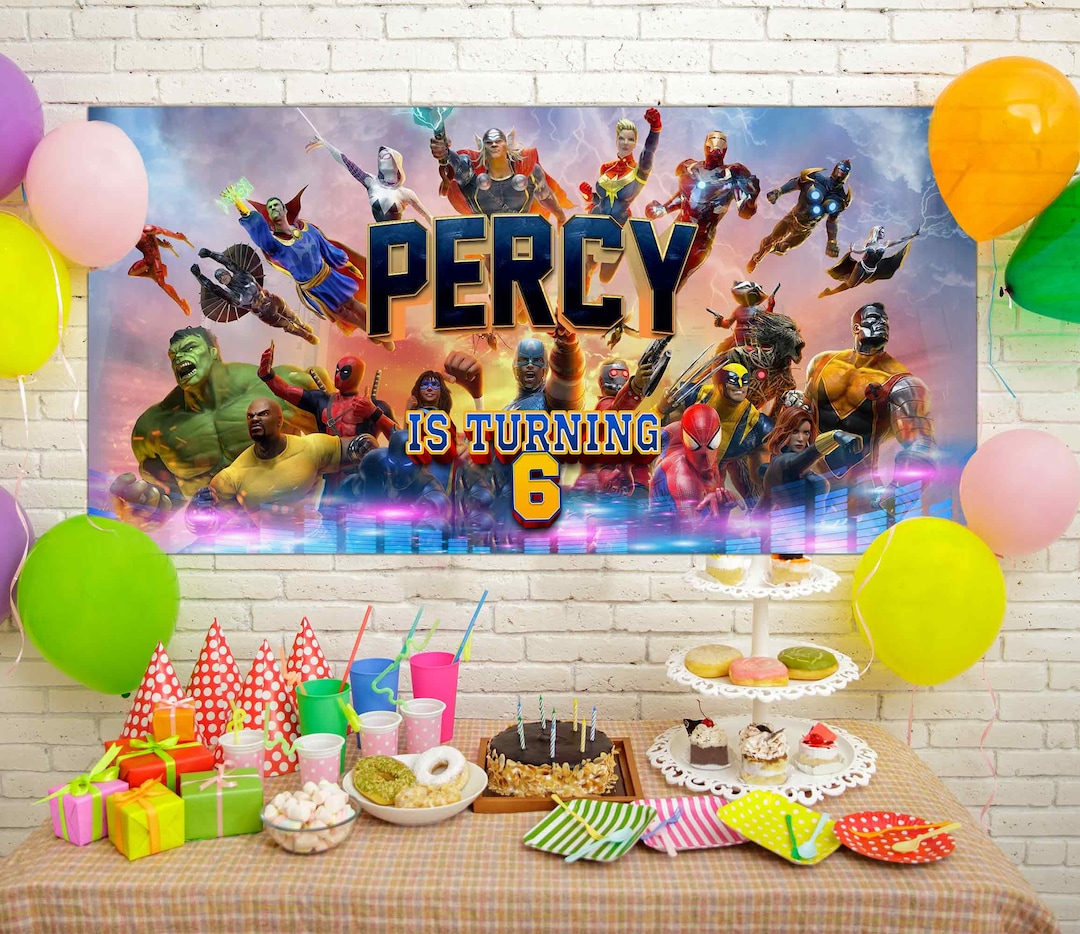 Avengers Birthday Party Backdrop, Marvel Custom Banner, Superhero Kids ...