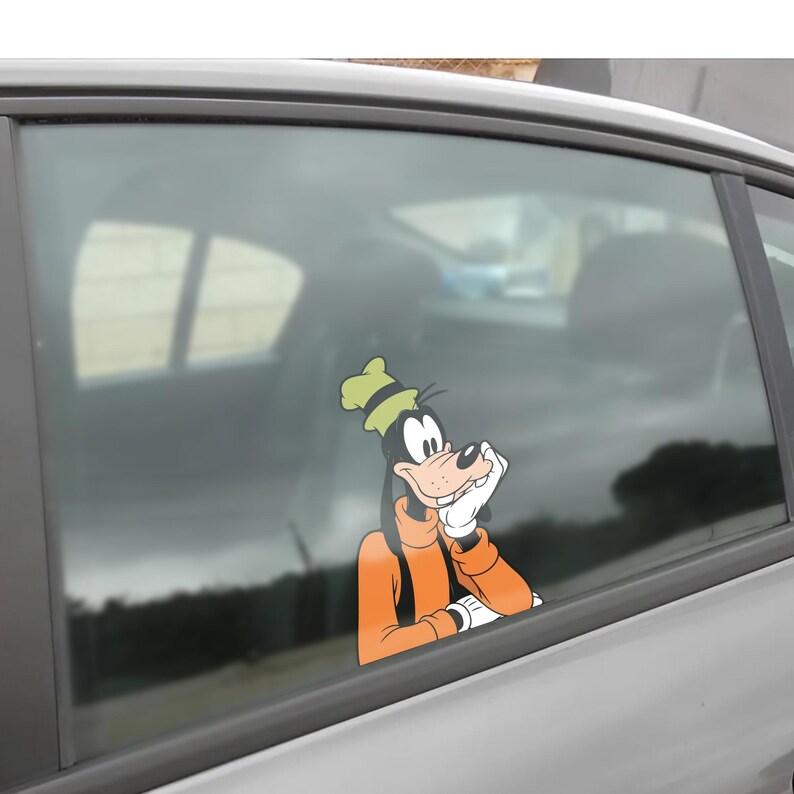 Funny Goofy Peeking Car Window Decal - Bumper Waterproof Vinyl Sticker ...