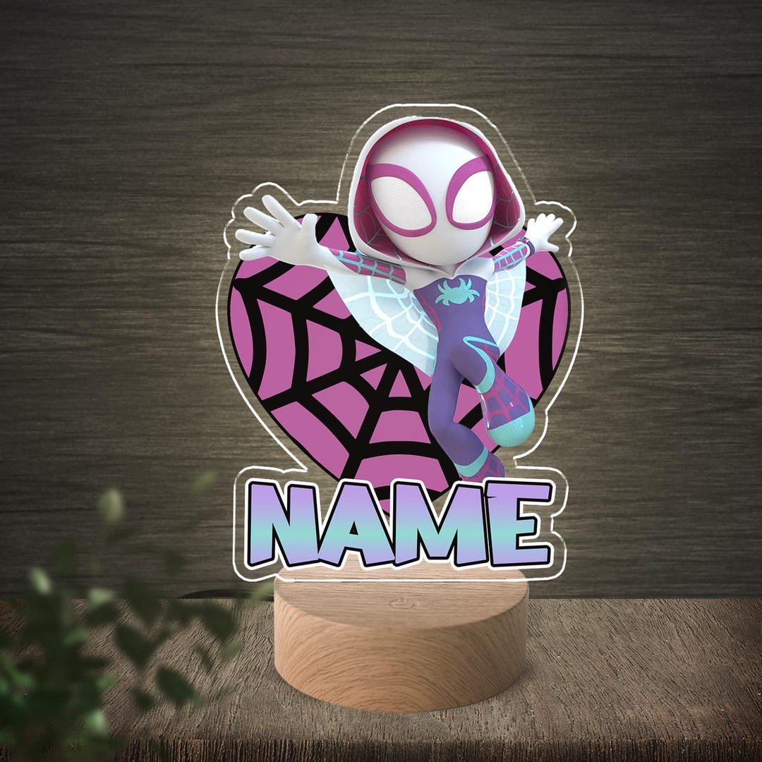 Personalized Spidey and His Amazing Friends Lamp, Custom Spidey Kids 3D ...