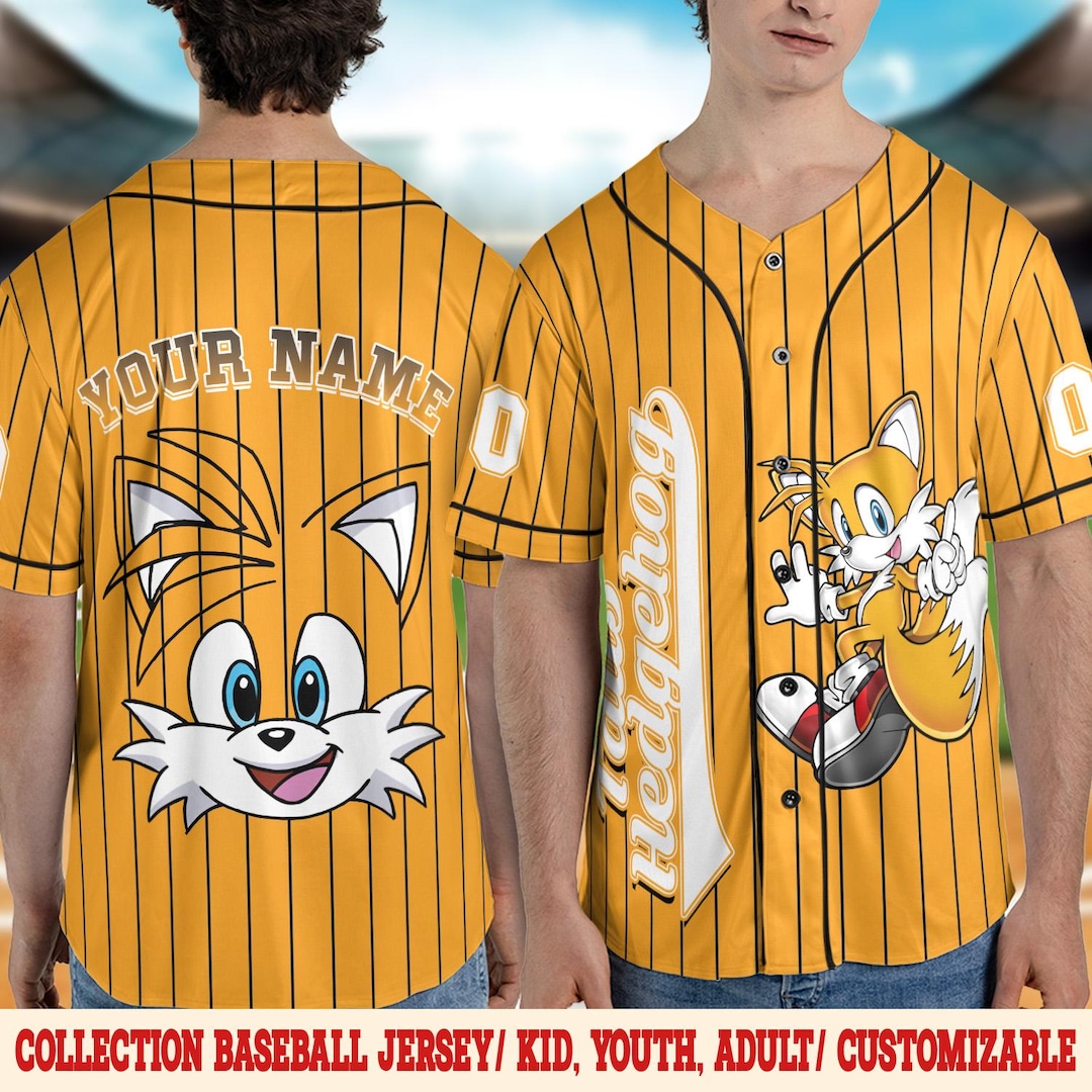 Personalized Sonic Tails Baseball Jersey, Custom Sonic Birthday Jersey ...