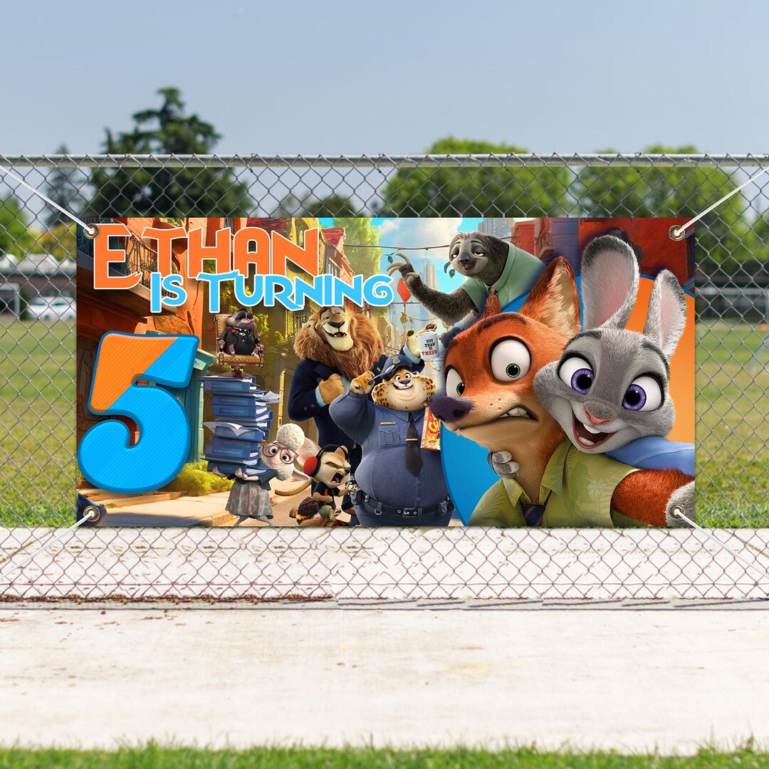 Zootopia Birthday Party Backdrop Zootopia Baby Shower Banner, Birthday ...