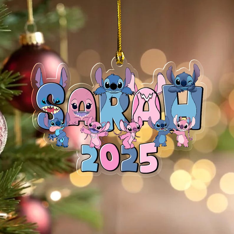 Personalized Disney Stitch Christmas Ornament, Disney Family Christmas ...