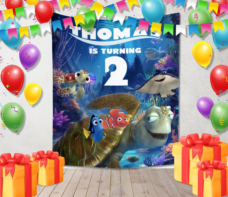 Disney Finding Nemo Birthday Party Decor Backdrop,finding Nemo Custom ...