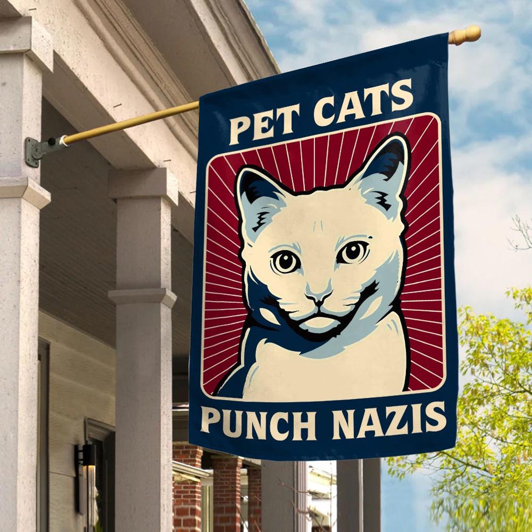 Pet Cats Punch Nazis Anti-fascist Garden Flag,anti Trump Flag,anti Elon ...
