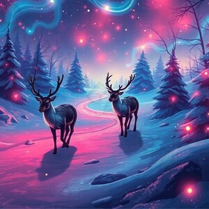 Reindeer Digital Art Set 5 Christmas-inspired Illustrations instant ...