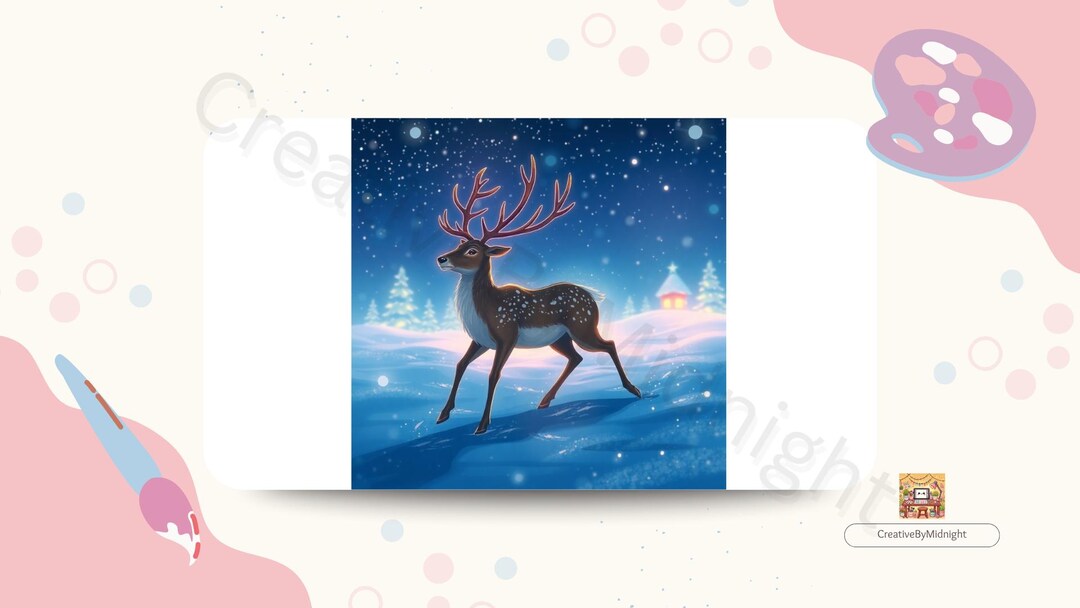Reindeer Digital Art Set 5 Christmas-inspired Illustrations instant ...