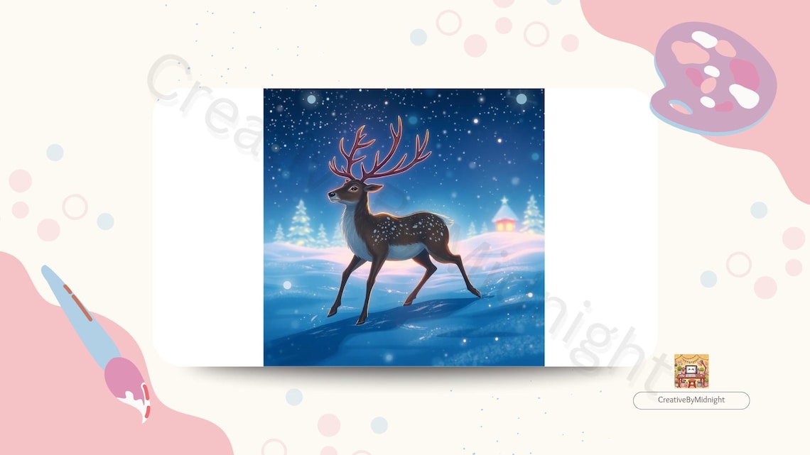 Reindeer Digital Art Set 5 Christmas-inspired Illustrations instant ...