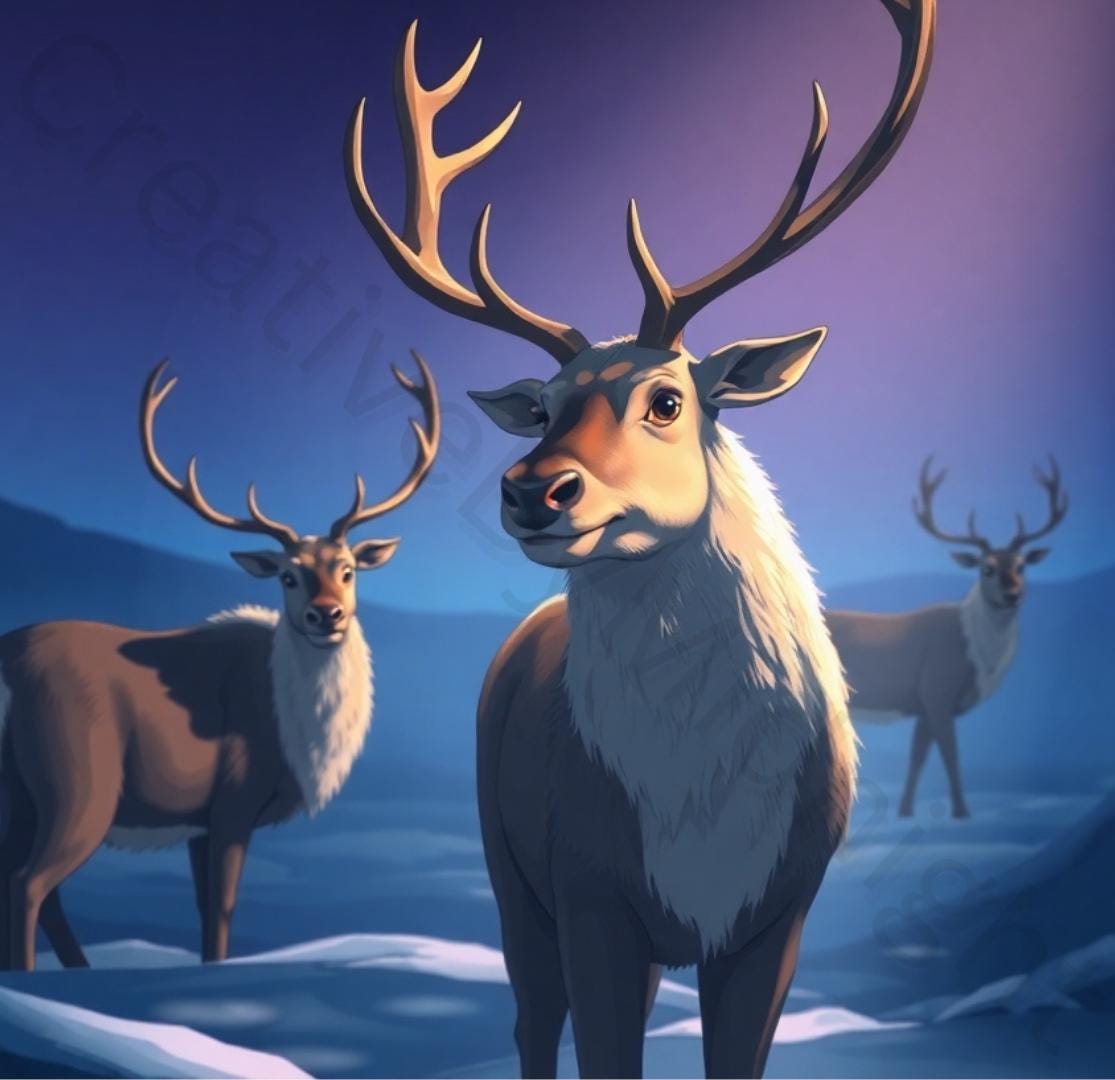 Reindeer Digital Art Set 5 Christmas-inspired Illustrations instant ...