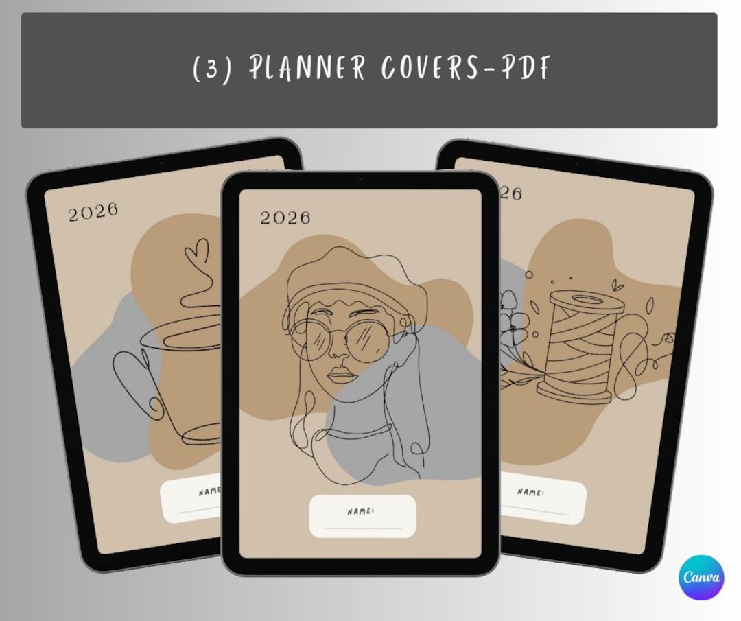 2026 Digital Planner Covers | Minimalist Line Art (PDF) - Etsy