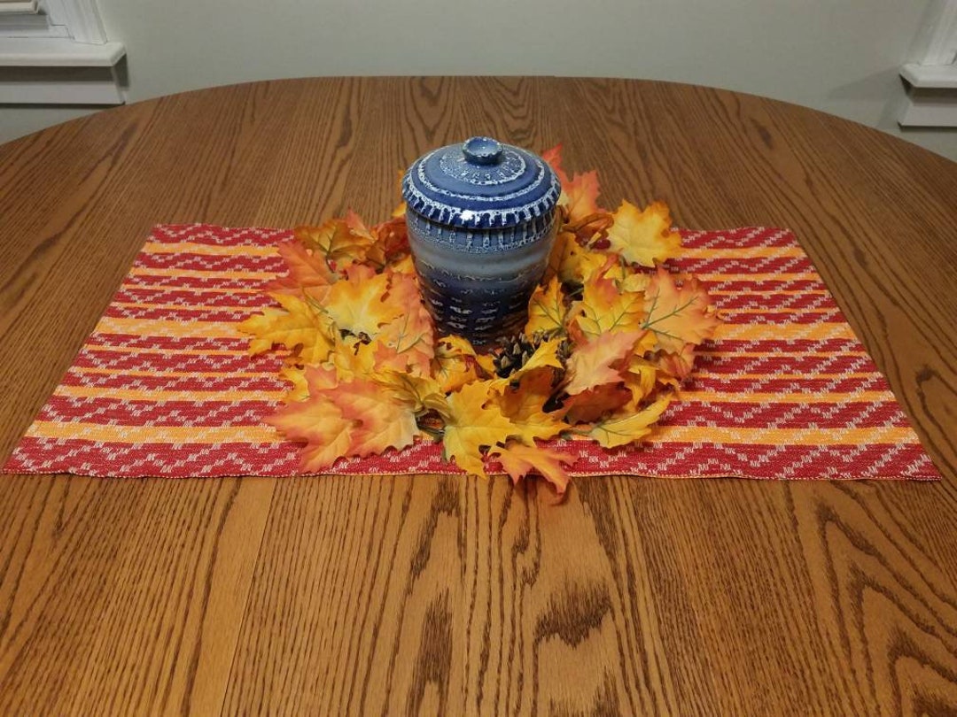 Handwoven Table Runner in Red and Orange - Etsy