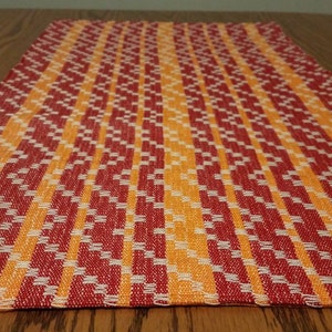Handwoven Table Runner in Red and Orange | Etsy