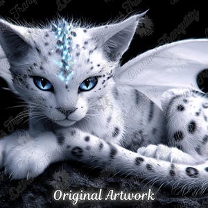 Snow Leopard Dragon Cross Stitch Pattern: Frostgaze Fantasy Cat ...