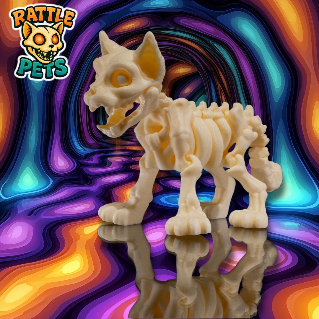 Nyx Skeleton Cat Figurine: 3D Printed Poseable Bone Pet - Etsy