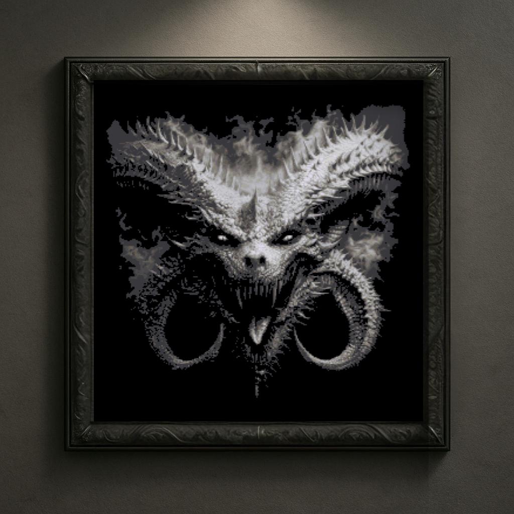 Dark Fantasy Cross Stitch Pattern – “abyssal Sovereign” Shadow Creature ...