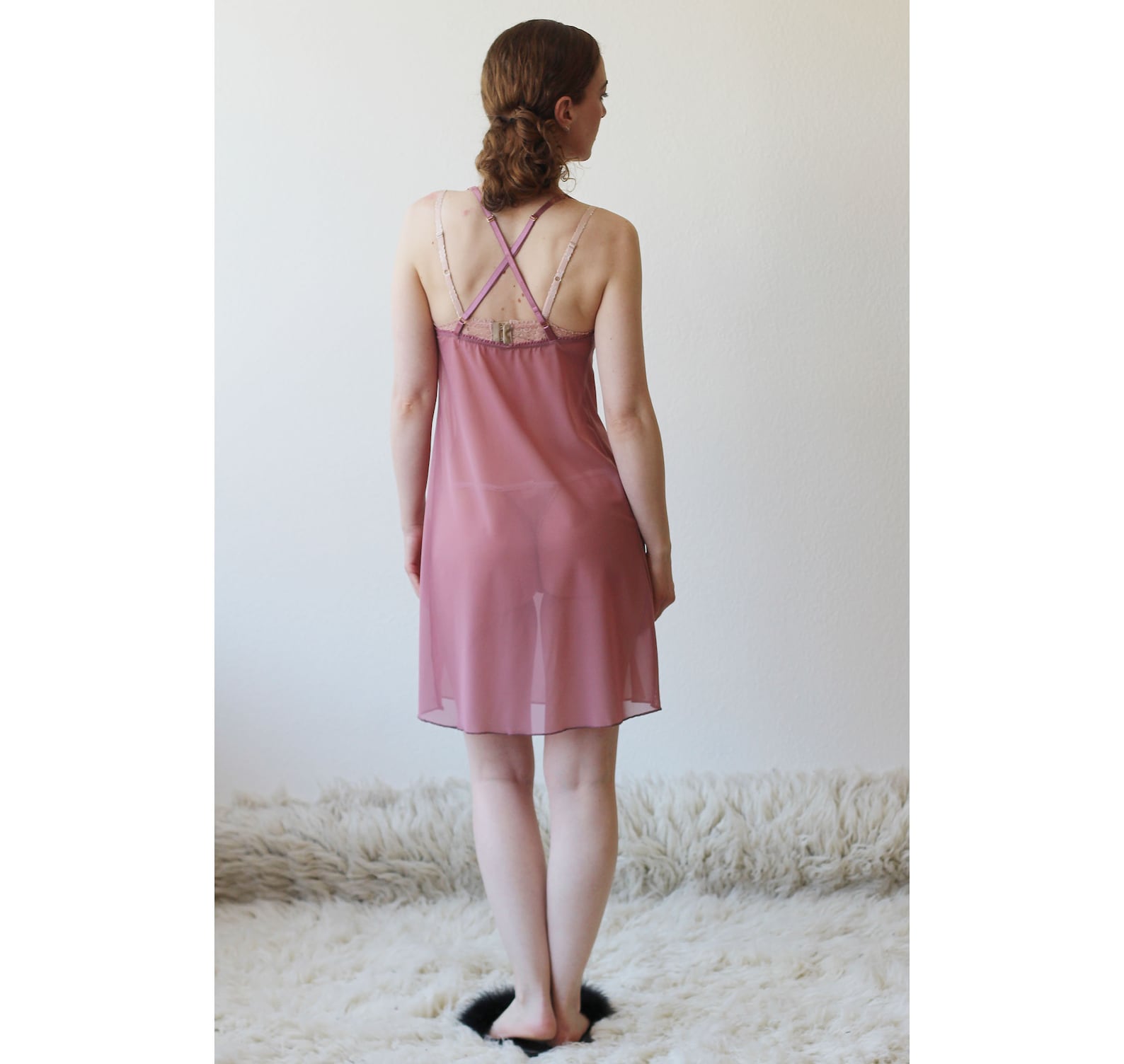 Sheer Lingerie Nightgown Chemise with a draped neckline | Etsy