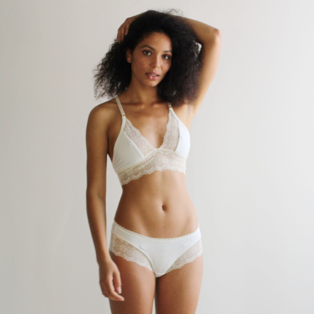 Organic Cotton Panties With Lace Trim Organic Underwear Natural