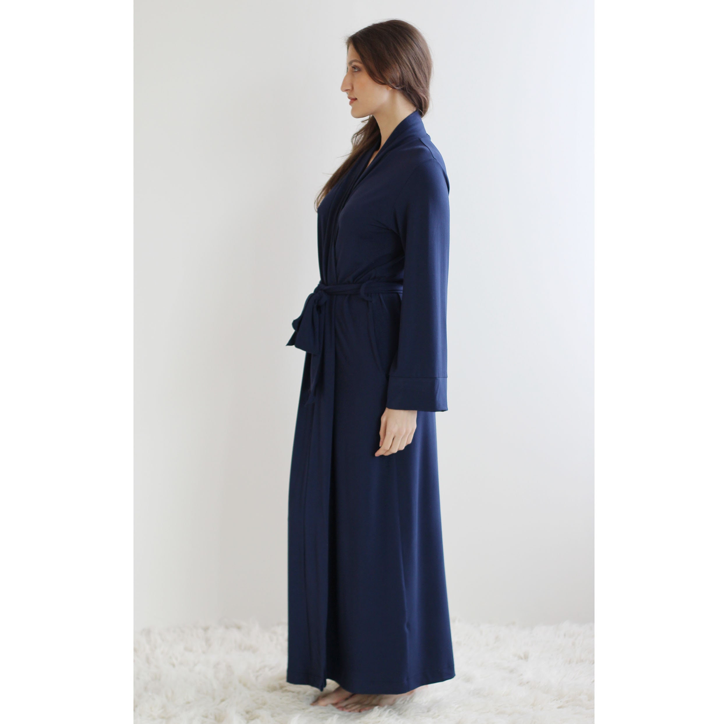 Full Length Robe With Pockets in Bamboo Jersey Long Robe With - Etsy