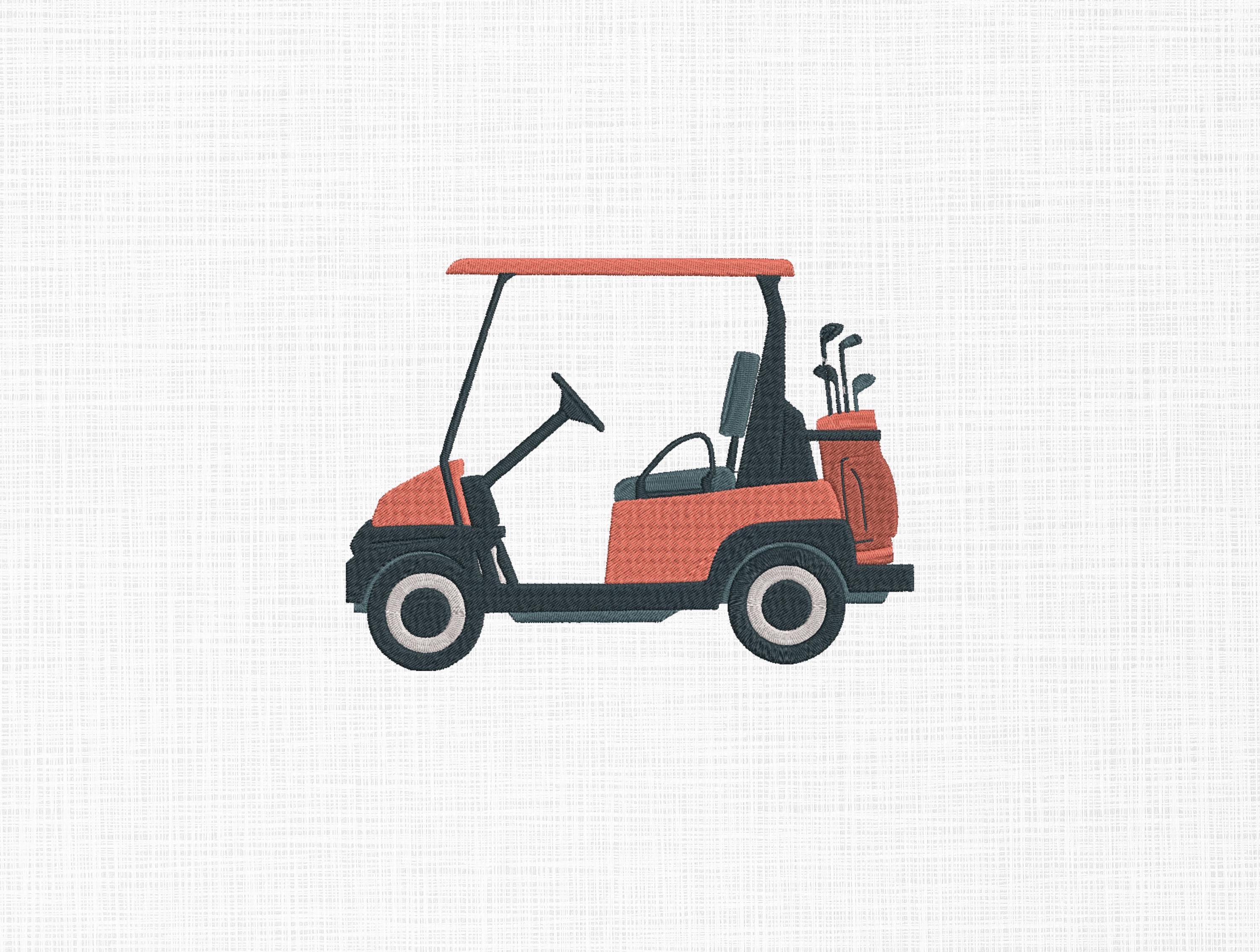 Golf Cart Embroidery Design, Golf Clubs Machine Embroidery, Golfing ...