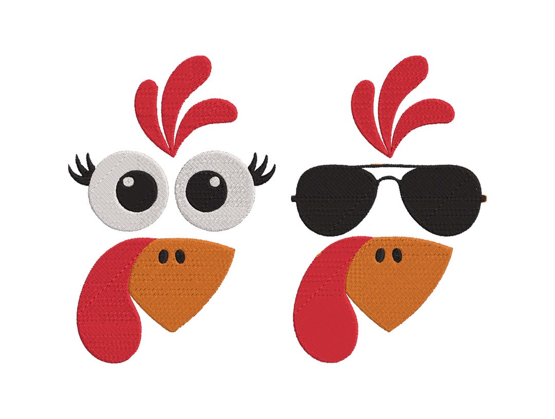 Turkey Face Embroidery Design - Cute Faces Embroidery Design - Chicken ...
