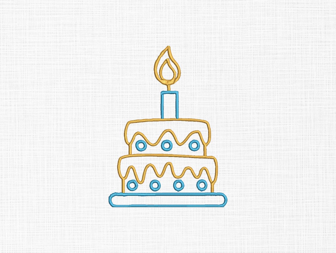 Cake Line Art Embroidery Design Cakes Embroidery Design Birthday Cake ...