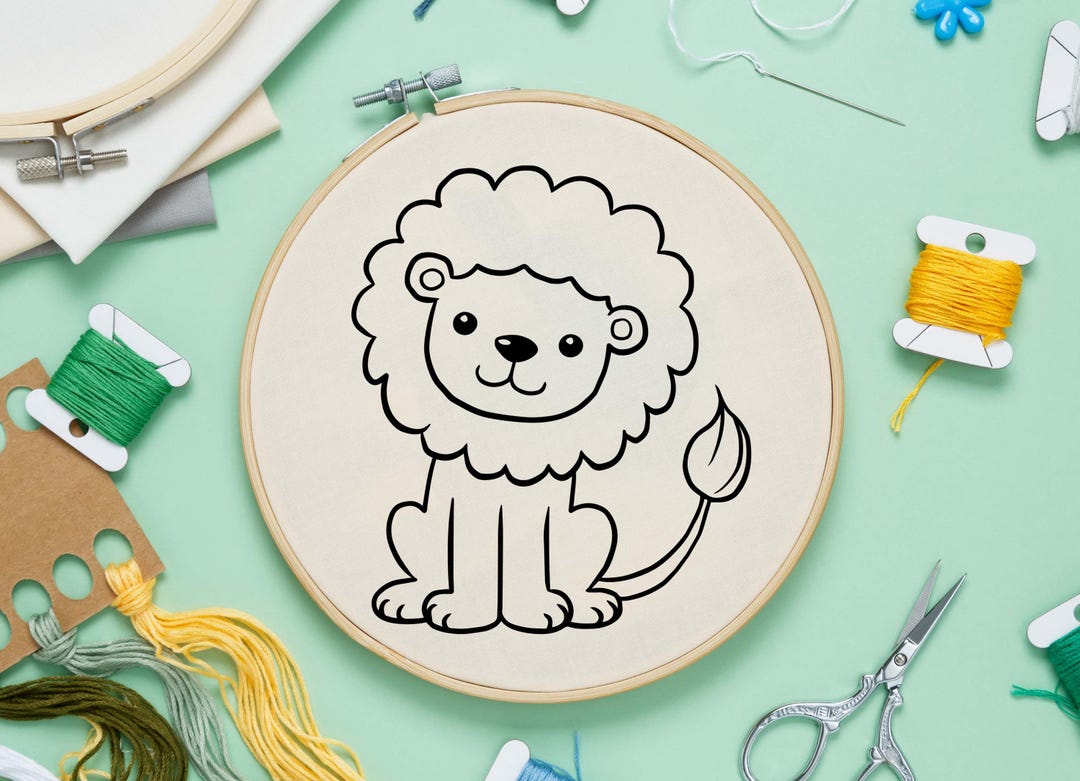 Cute Baby Lion Embroidery Design, Safari Embroidery Design, Animal ...