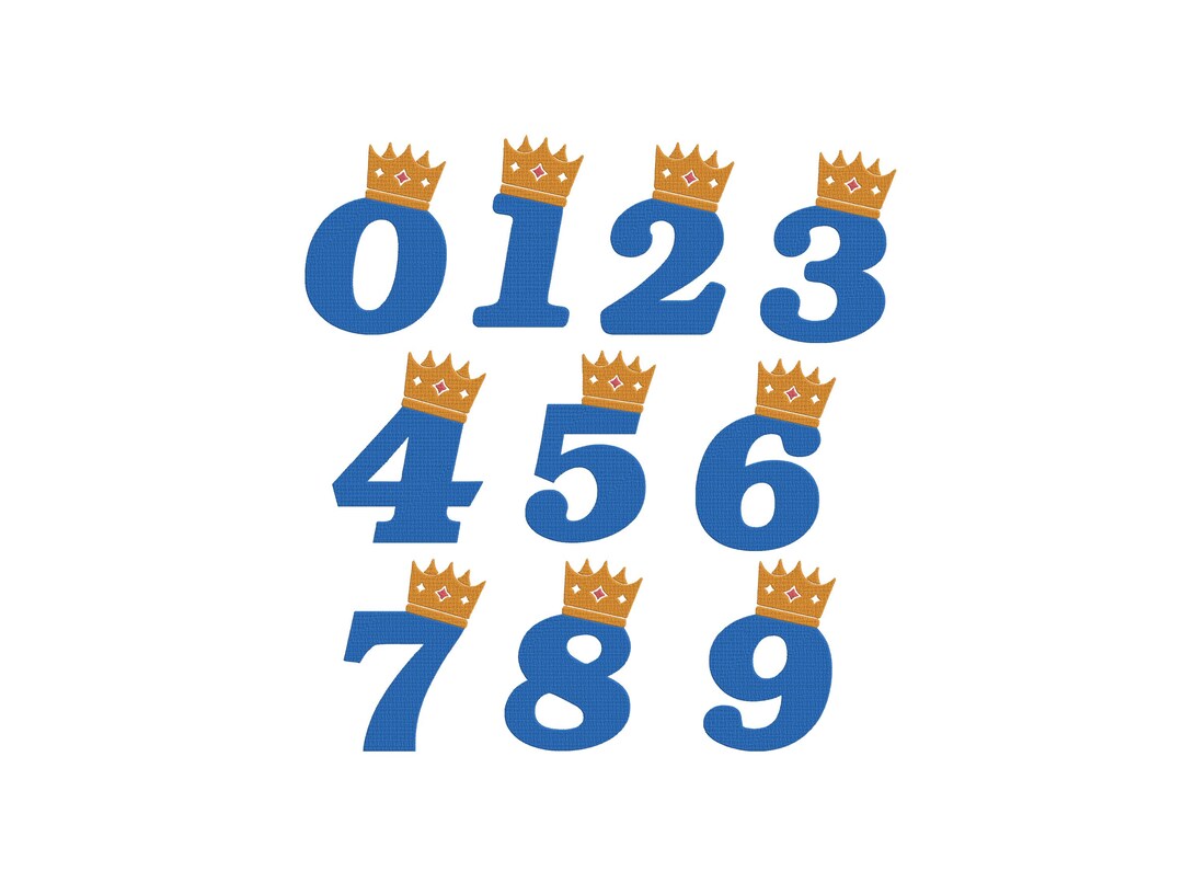 King Crown Numbers Embroidery, Numbers Embroidery, Counting Design ...