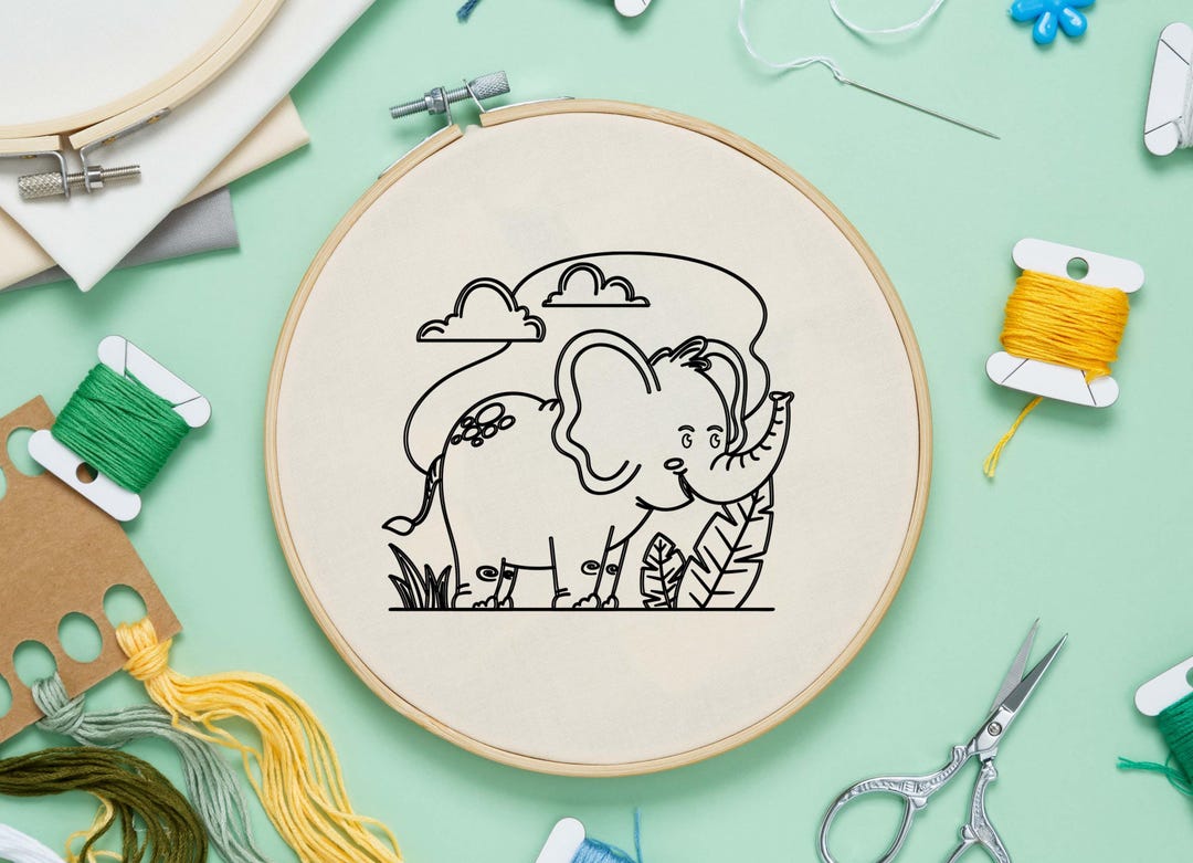 Elephant Embroidery, Flower Embroidery, Animal Embroidery Pattern ...