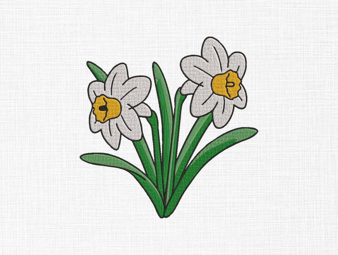Daffodil Flower Embroidery Design Daffodil Embroidery Design Flower ...