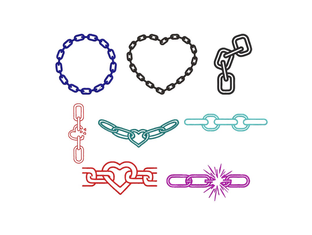 Chain Embroidery Design, Metal Chain Embroidery Design, Chain ...