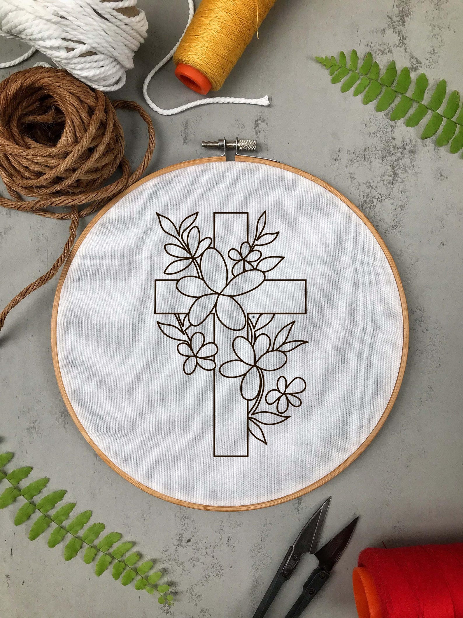 Flower Cross Embroidery Pattern, Christian Embroidery Pattern, Cross ...