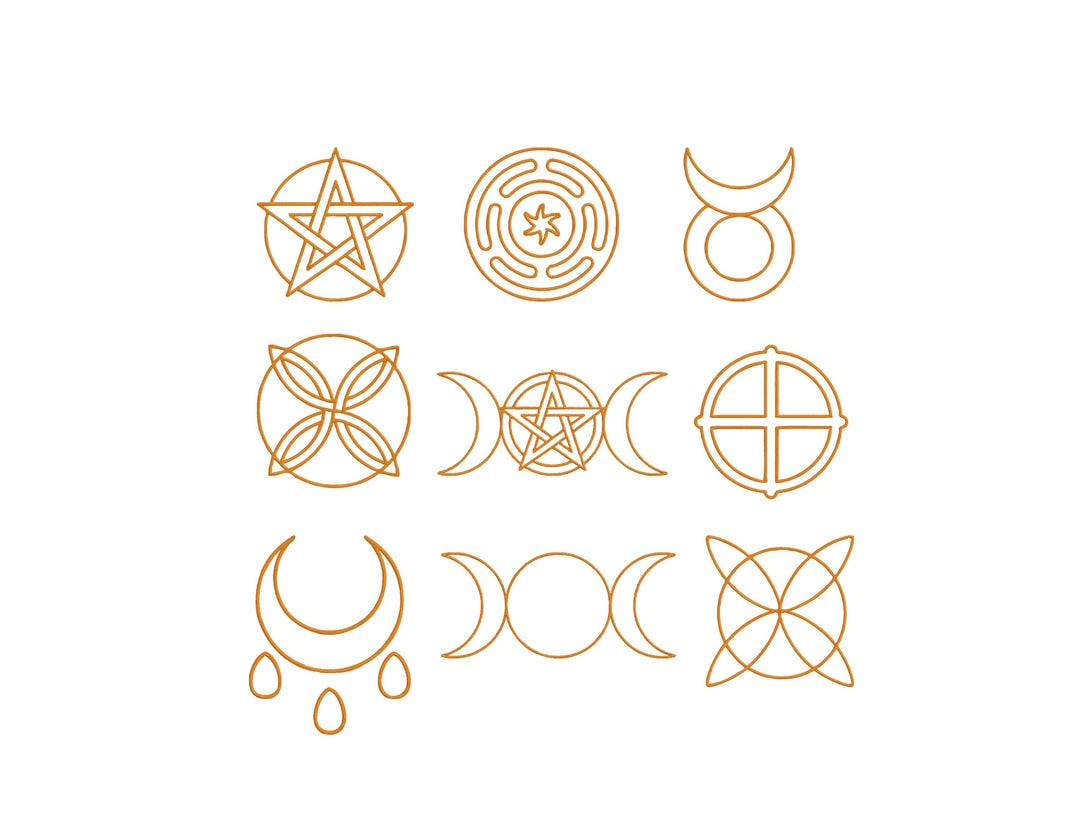 Wiccan Symbol Machine Embroidery Design, Spiral Goddess Design, Moon ...