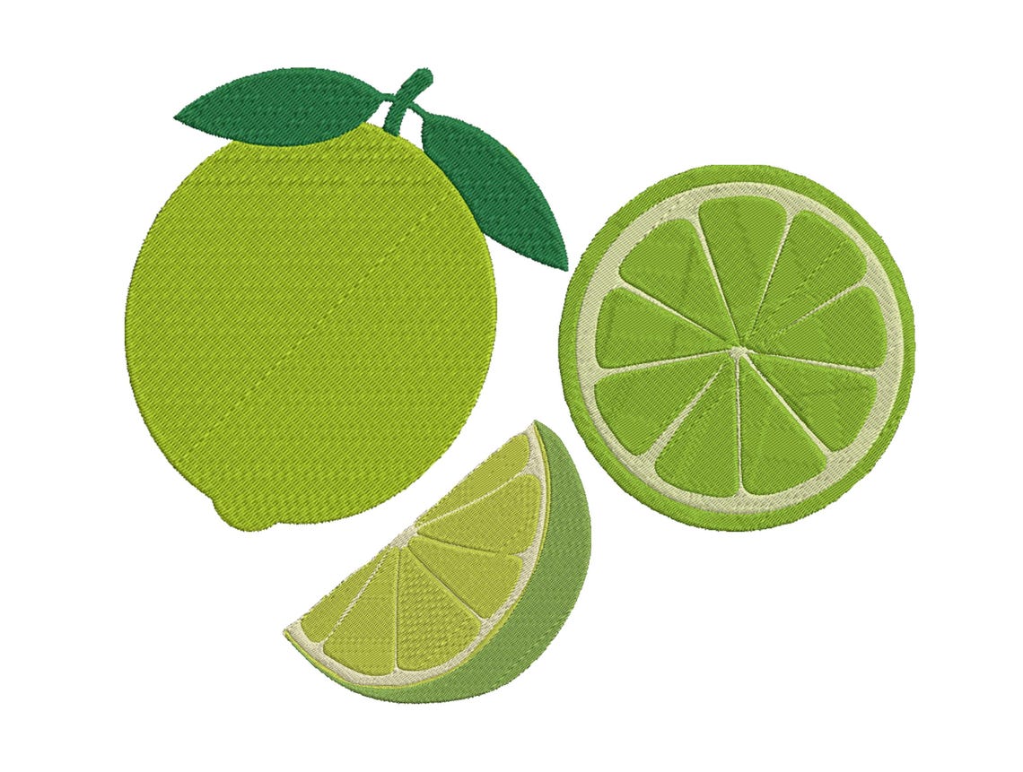 Lime Set Embroidery Design, Lime Slice Machine Embroidery Design, Fruit ...