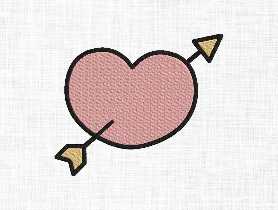 Heart Arrow Embroidery Design, Valentine Embroidery Files, Heart With ...