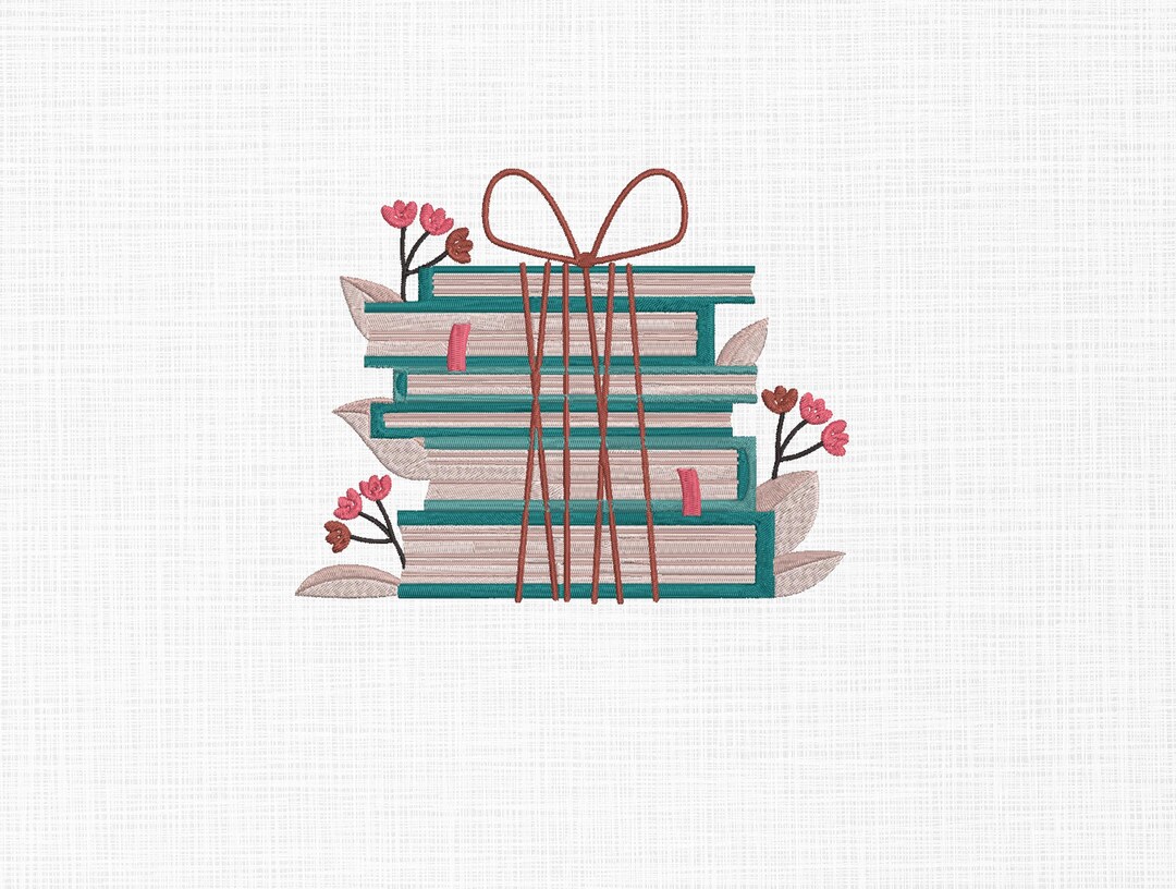 Bundle of Books Embroidery Design, Reading Books Embroidery File ...