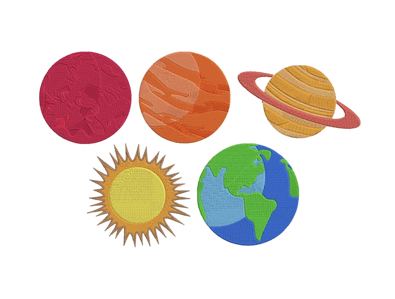 Solar System Embroidery Design, Colorful Planets and Sun Machine ...